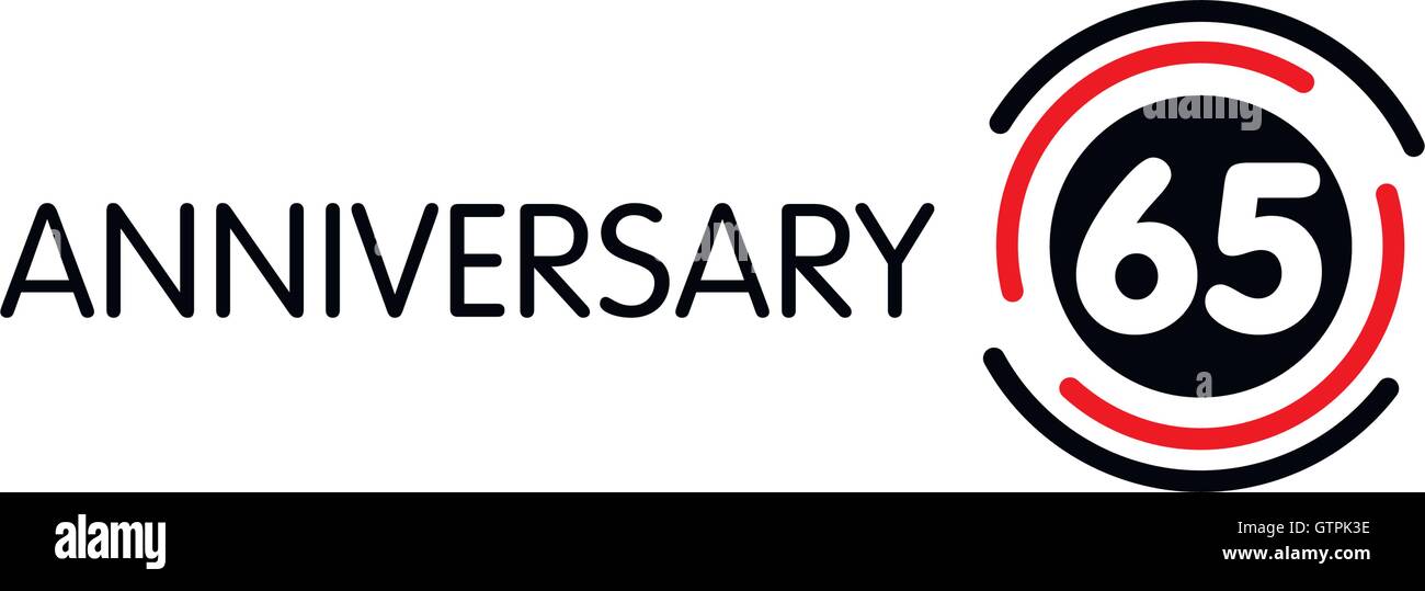 Anniversary vector unusual label. Sixty-fifth anniversary symbol. 65 ...