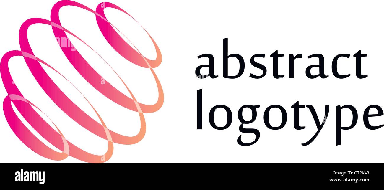 Isolated abstract pink color vector logo. Spinning spiral logotype ...