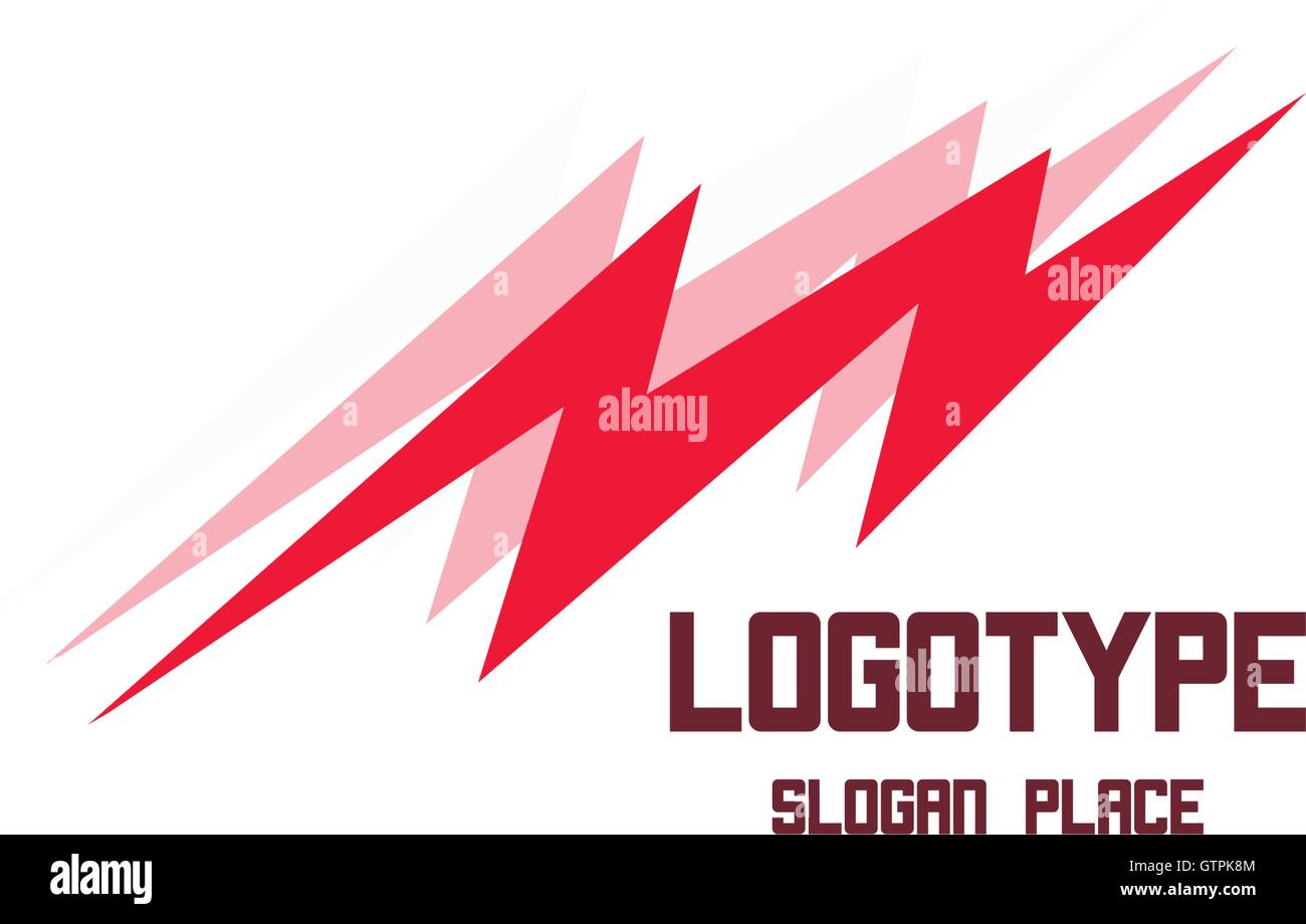 Isolated lightning vector logo. Bright red color energy sign ...