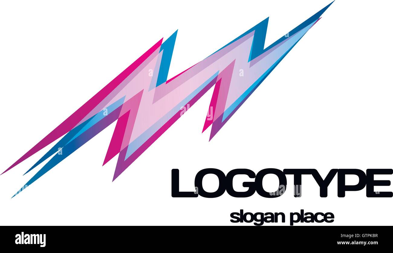 Isolated lightning vector logo. Bright purple color energy sign ...