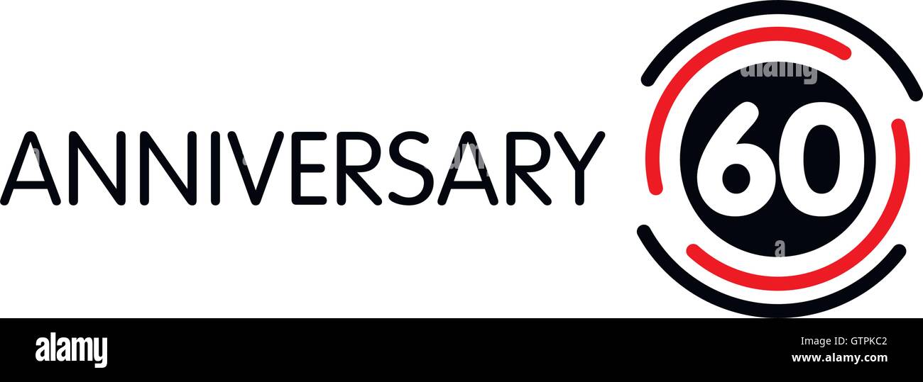 Anniversary vector unusual label. Sixtieth anniversary symbol. 60 years ...