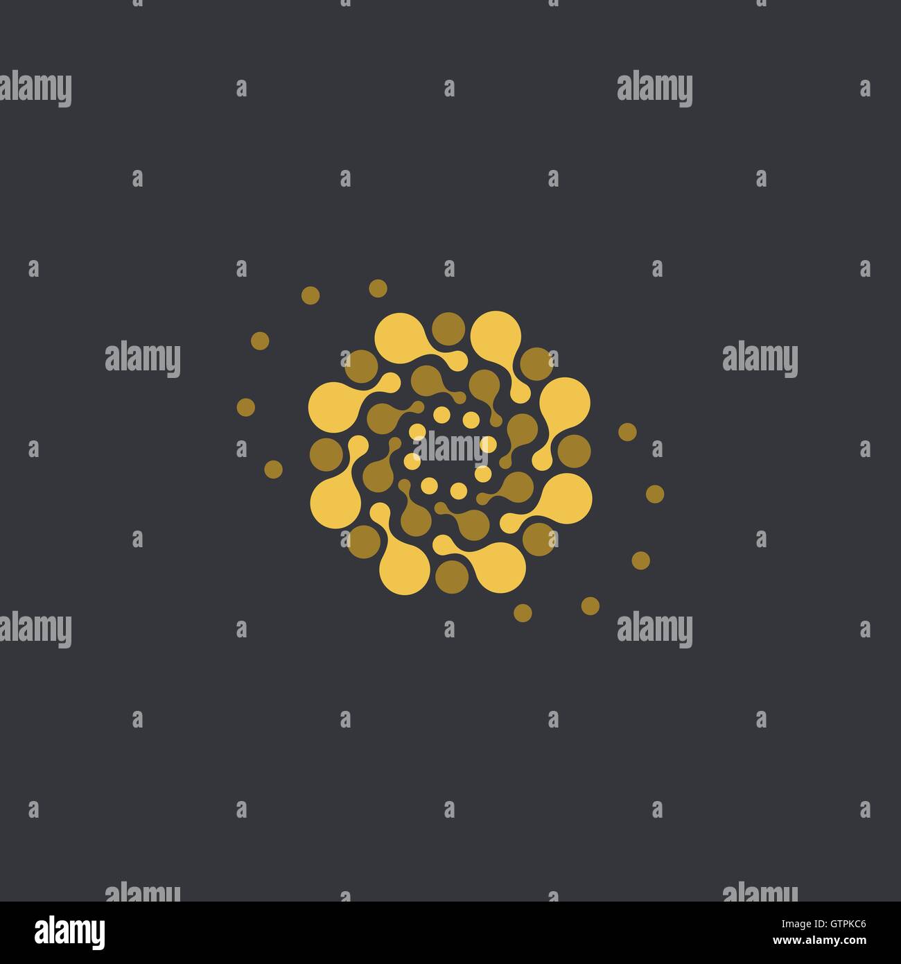 Vector isolated sun logo design template. Abstract dots symbol. Round ...