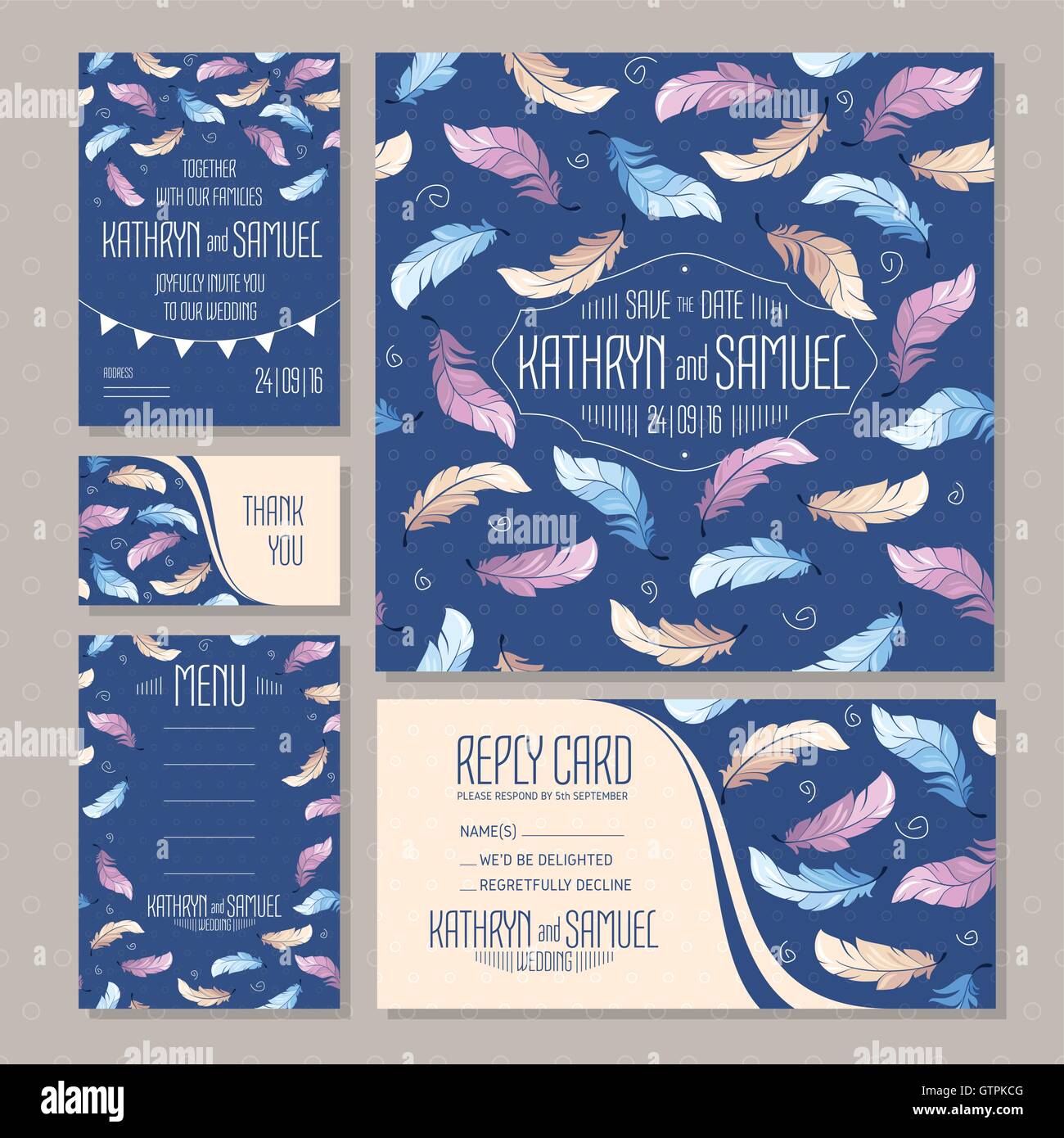 Set of wedding cards Stock Vector Image & Art - Alamy