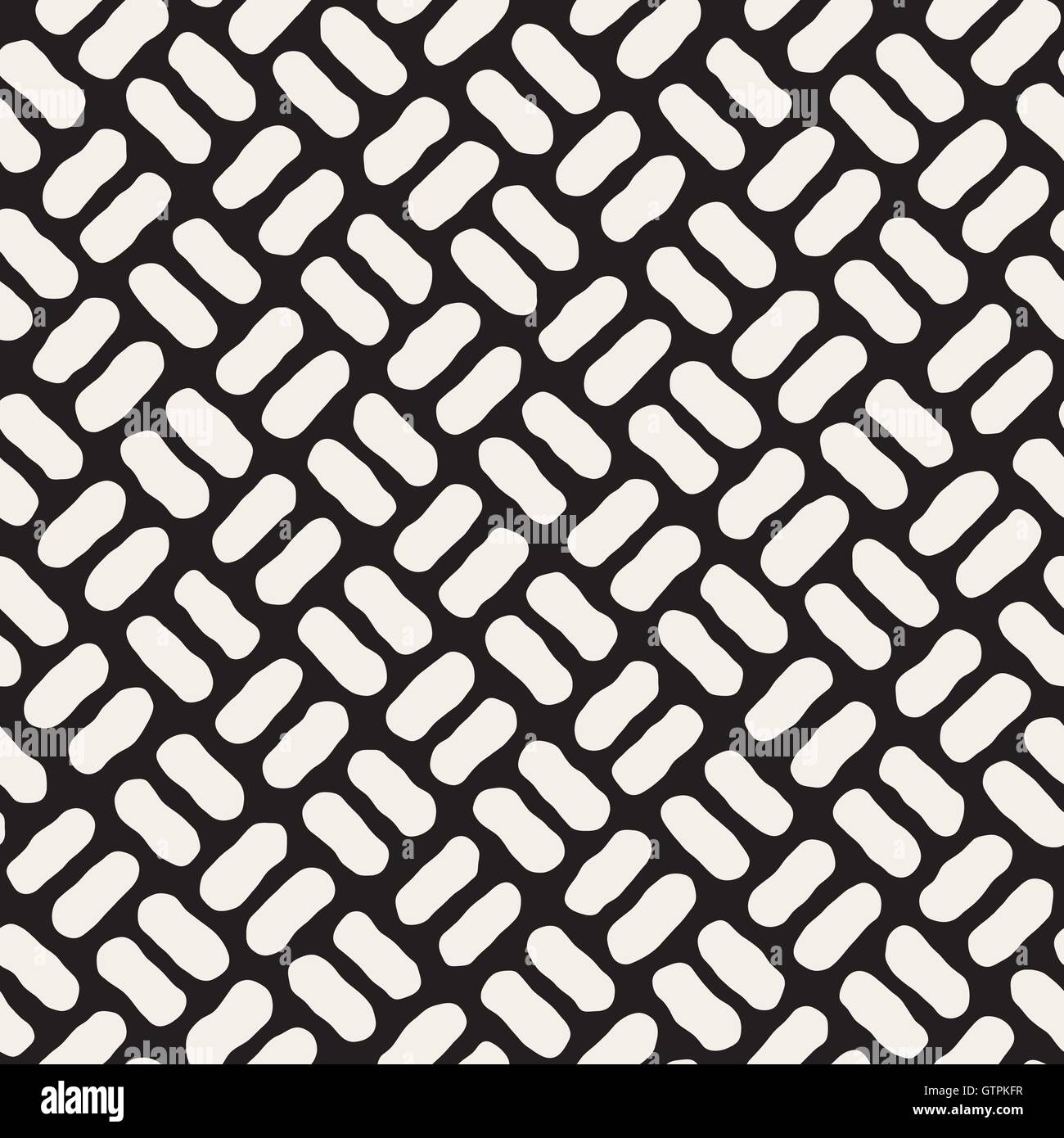Vector Seamless Black And White Hand Drawn Diagonal Pavement Pattern ...