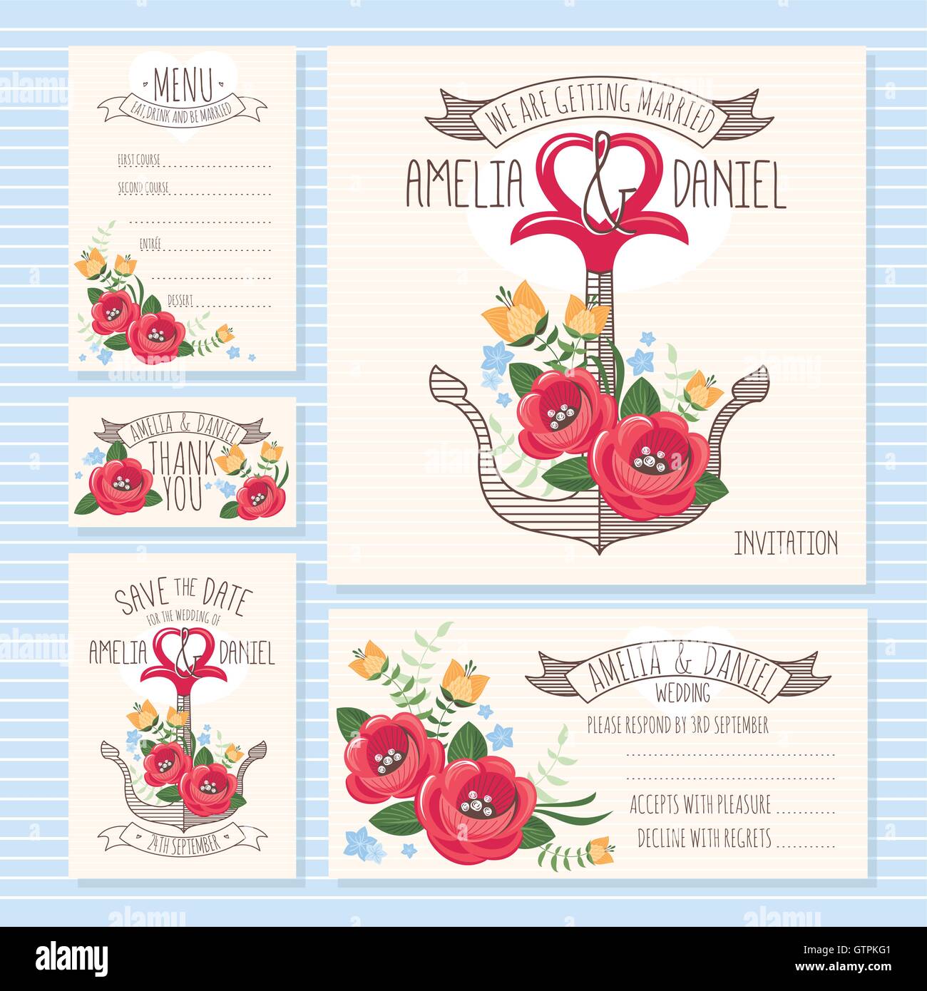 Set of wedding cards Stock Vector Image & Art - Alamy
