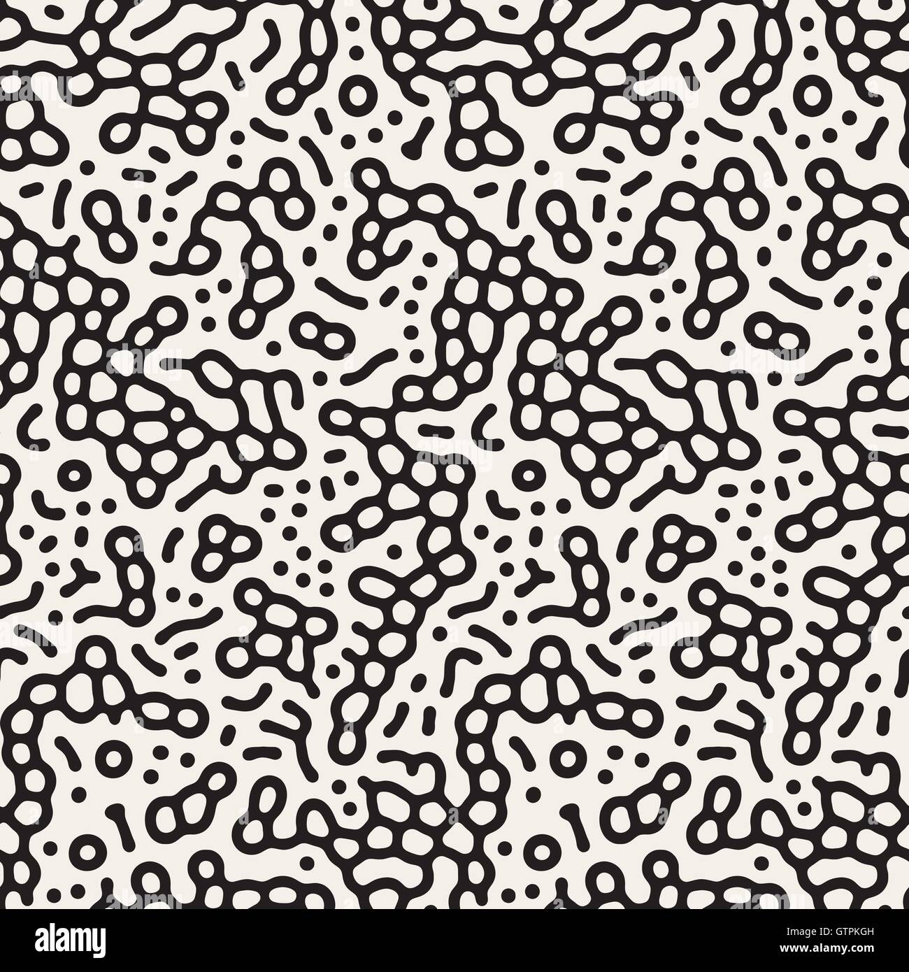 Vector Seamless Black and White Organic Lines Pattern Stock Vector ...