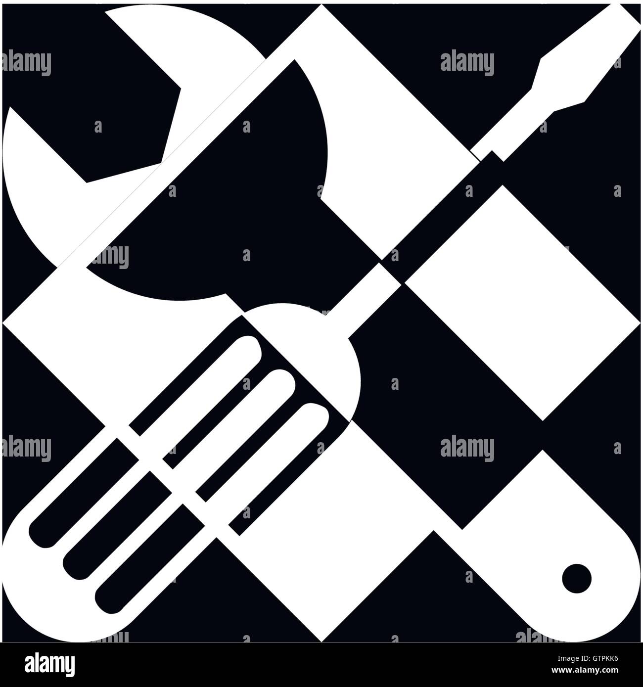 Isolated black color technical tools vector logo. Mechanical equipment ...