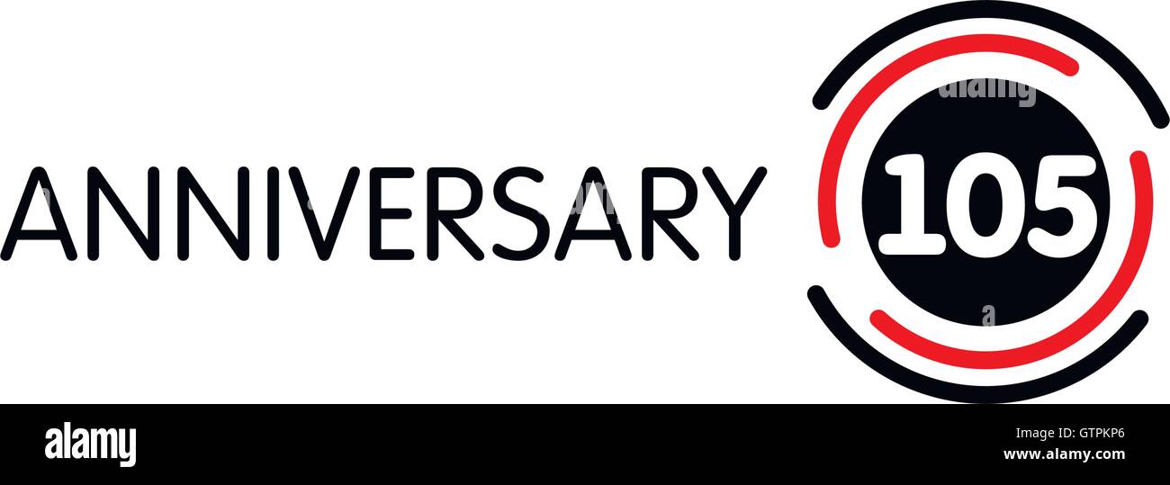 Anniversary vector unusual label. One hundred fifth anniversary symbol ...