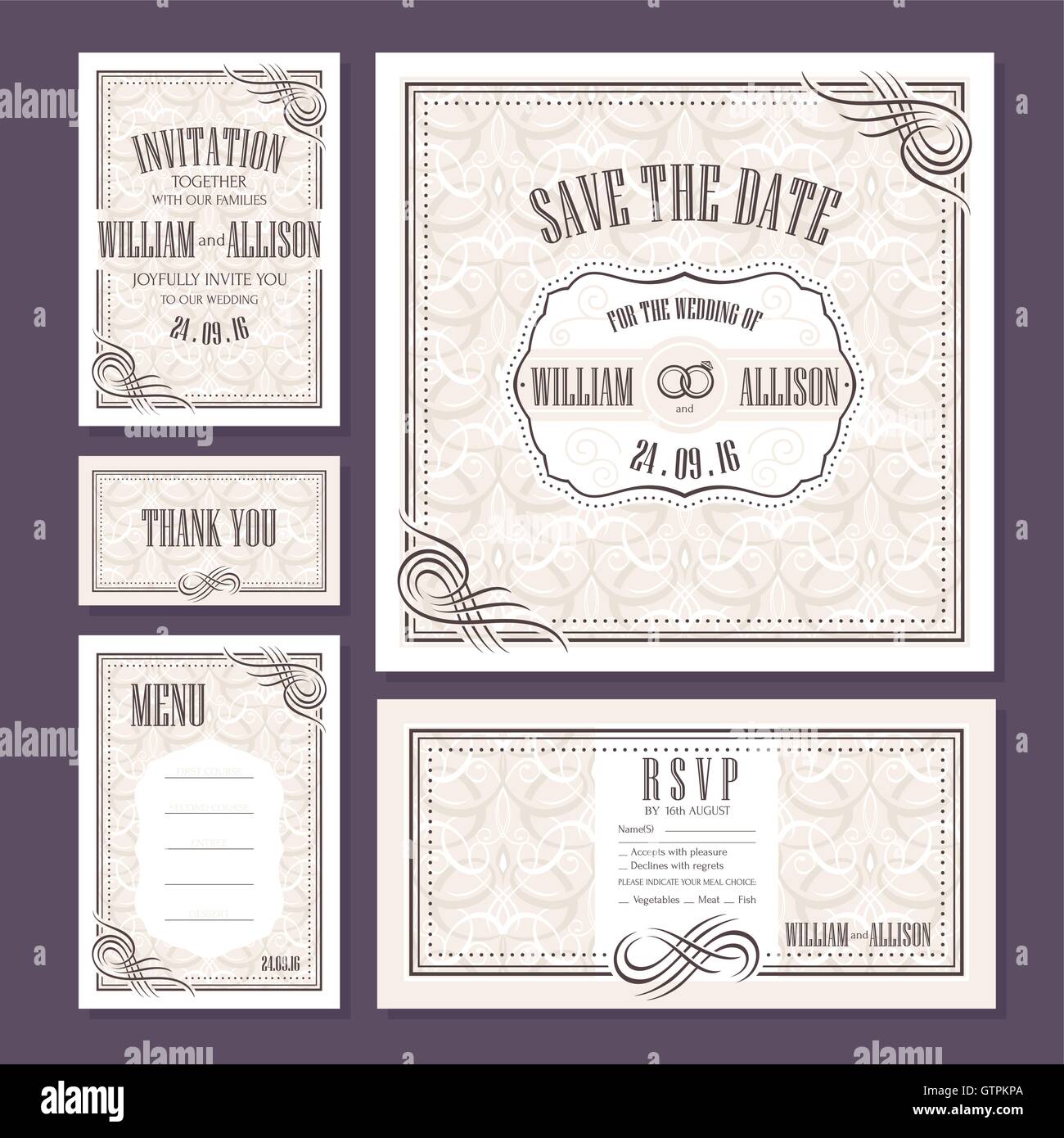 Set of wedding cards Stock Vector Image & Art - Alamy