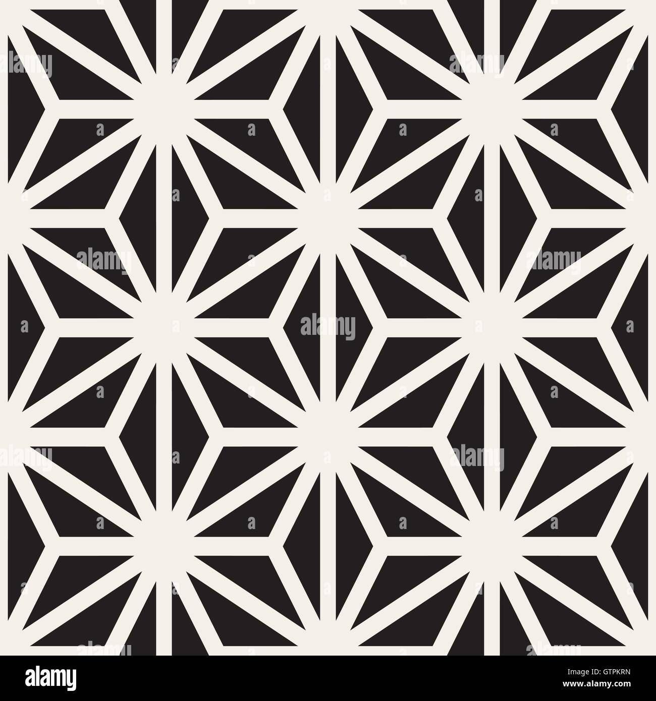 Vector Seamless Black And White Star Lines Grid Pattern Stock Vector ...