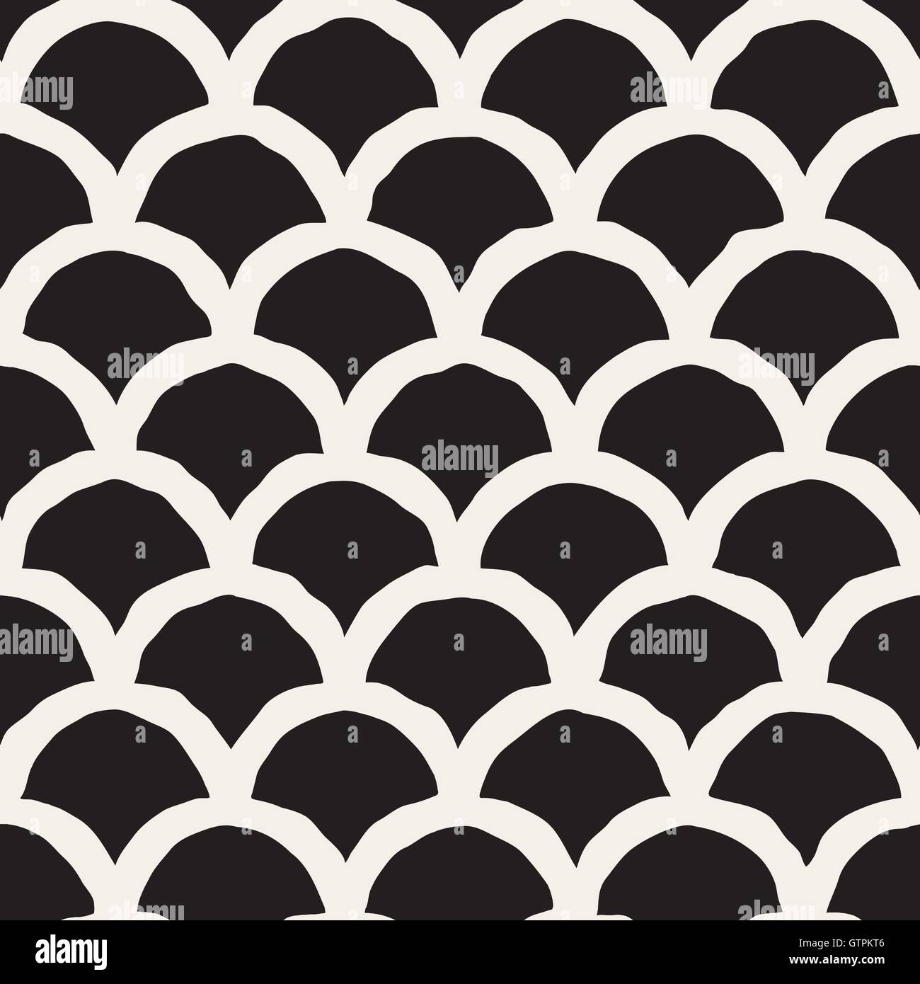 Vector Seamless Black And White Hand Drawn Rounded Lines Pattern Stock Vector Image & Art - Alamy