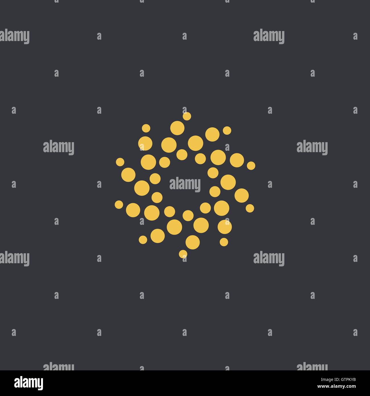 Vector isolated sun logo design template. Abstract dots symbol. Round ...