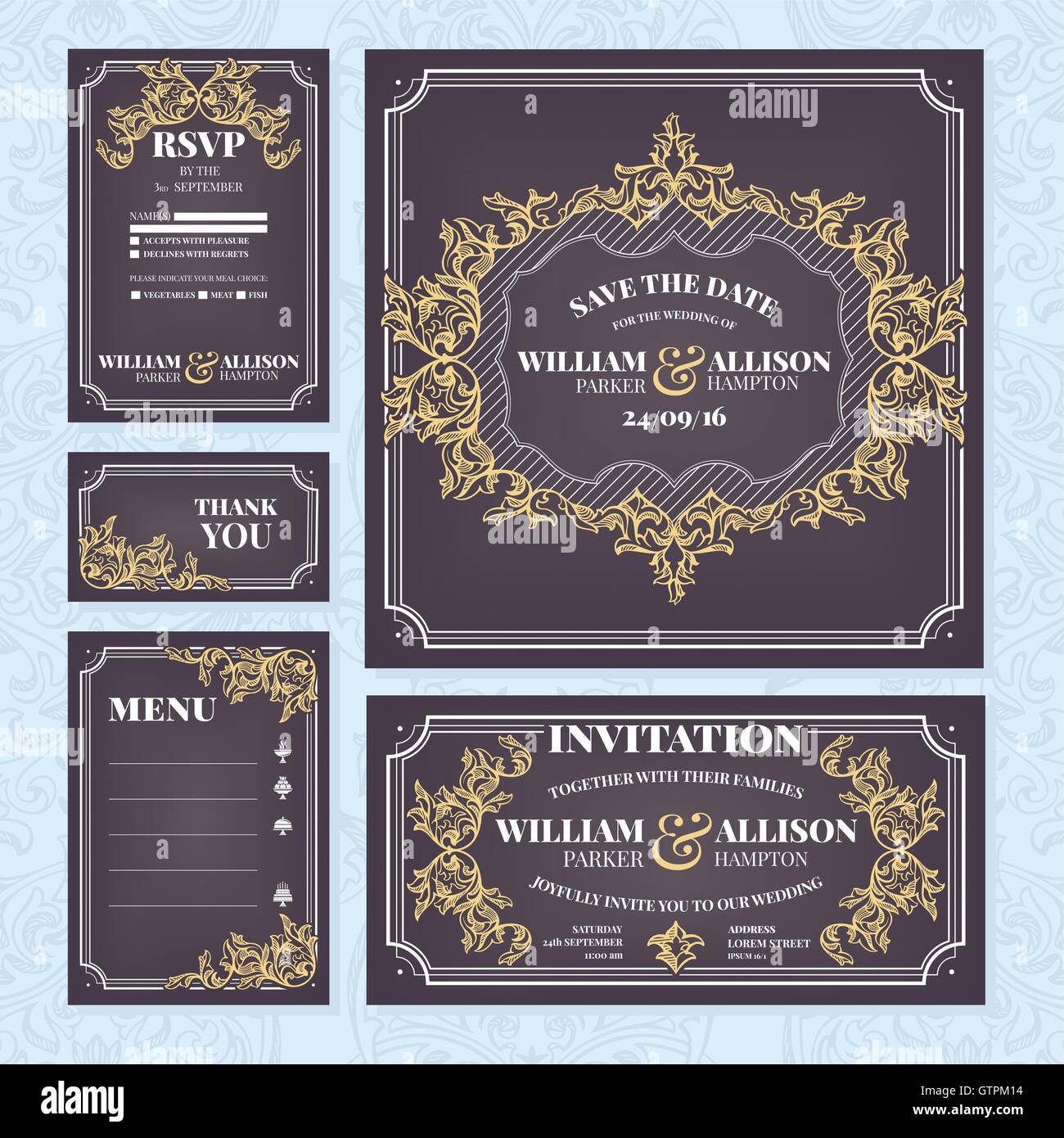 Set of wedding cards Stock Vector Image & Art - Alamy
