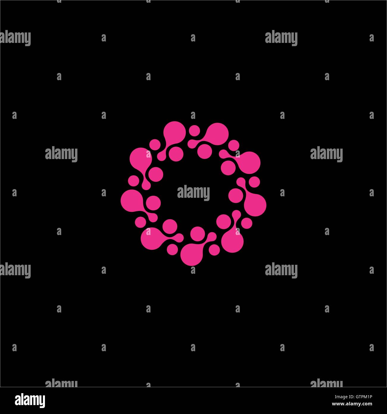 Isolated abstract pink color flower vector logo. Round molecular ...