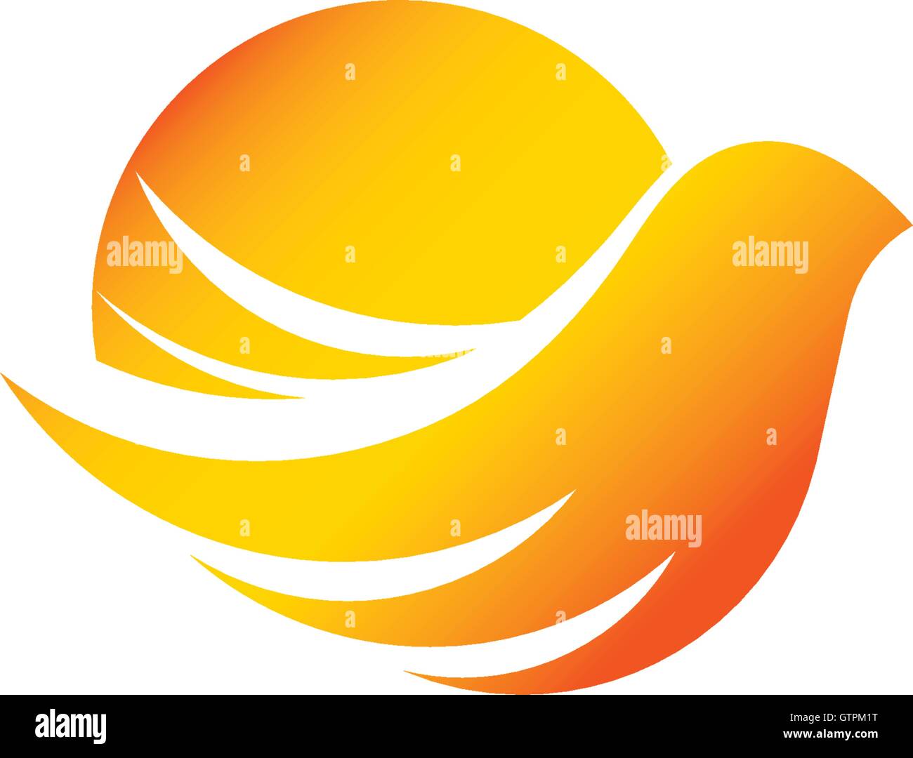 Isolated sun and bird vector logo. Sunset or sunrise with human hand ...