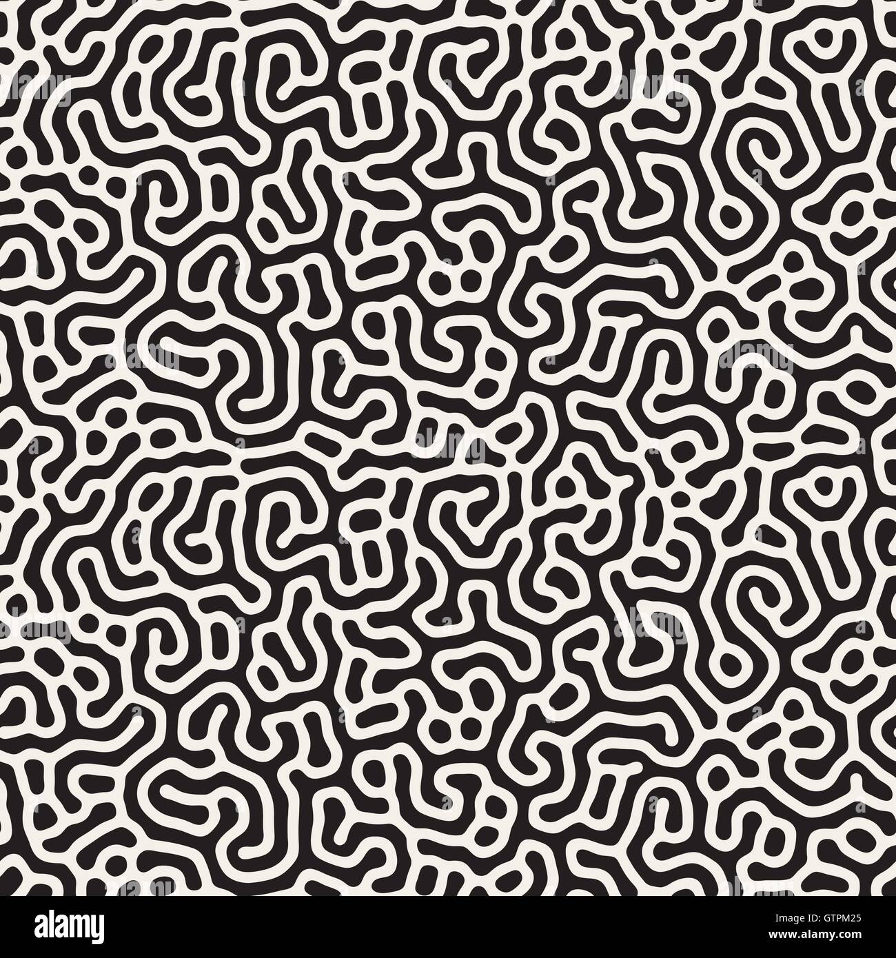 Vector Seamless Black and White Organic Lines Pattern Stock Vector ...