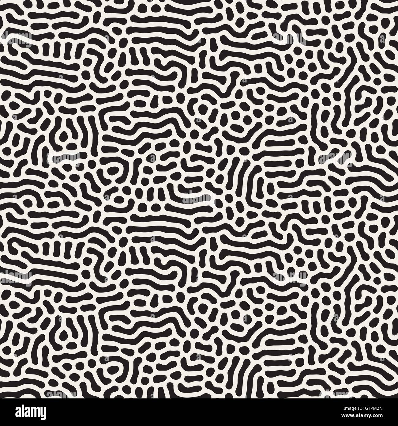 Vector Seamless Black and White Organic Lines Pattern Stock Vector ...