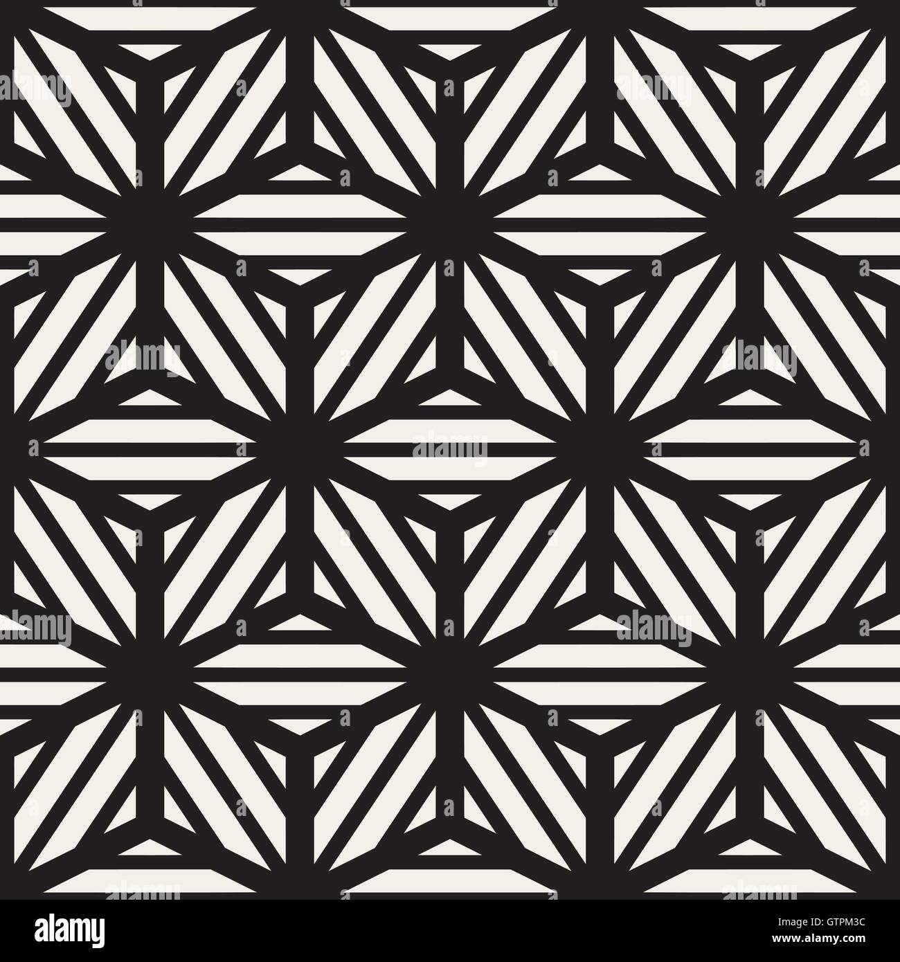 Vector Seamless Black And White Cube Lines Grid Pattern Stock Vector ...