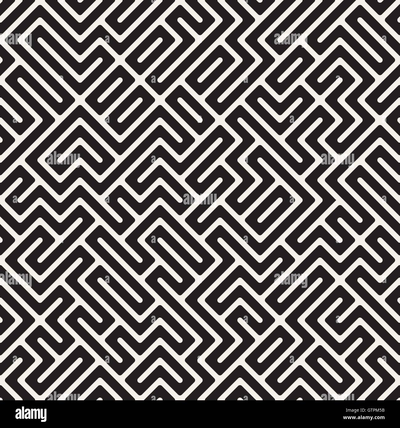 Vector Seamless Black and White Maze Lines Pattern Stock Vector Image ...