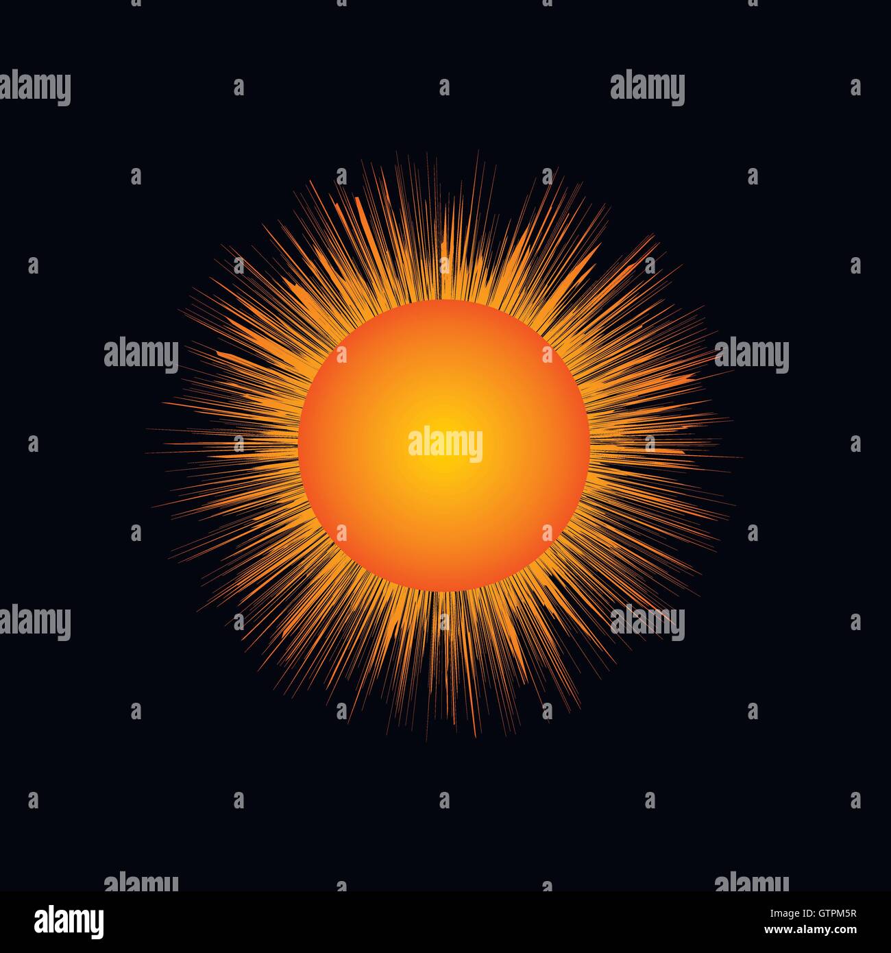 Sun backdrop. Vector web template. Orange round background Stock Vector ...