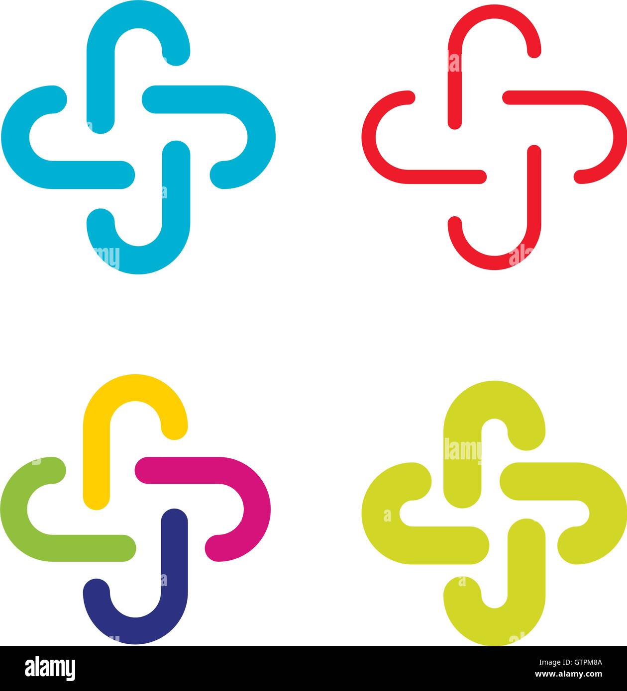 Isolated abstract colorful cross vector logo set. Outlined plus signs ...