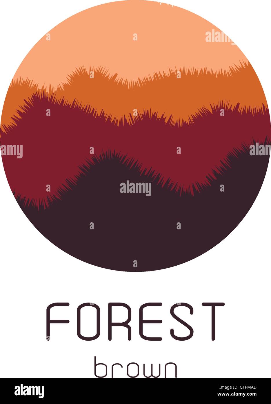 Isolated round forest vector logo. Gold forest silhouette logotype ...