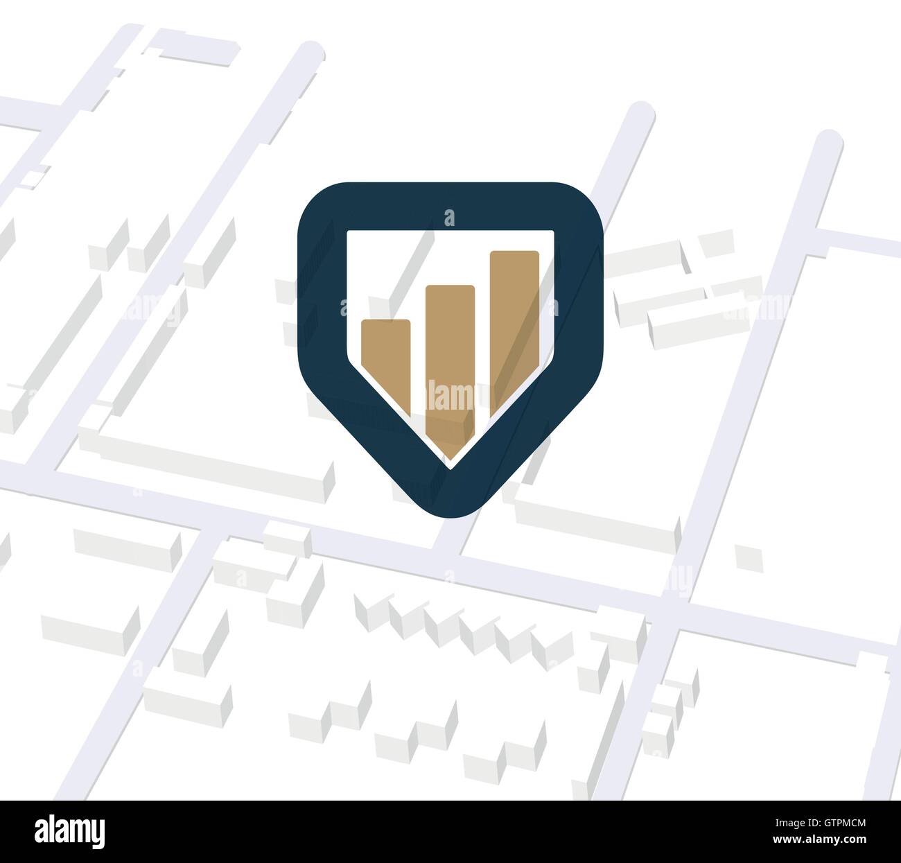 Business navigator vector unusual logo. Pointer strict style logo ...