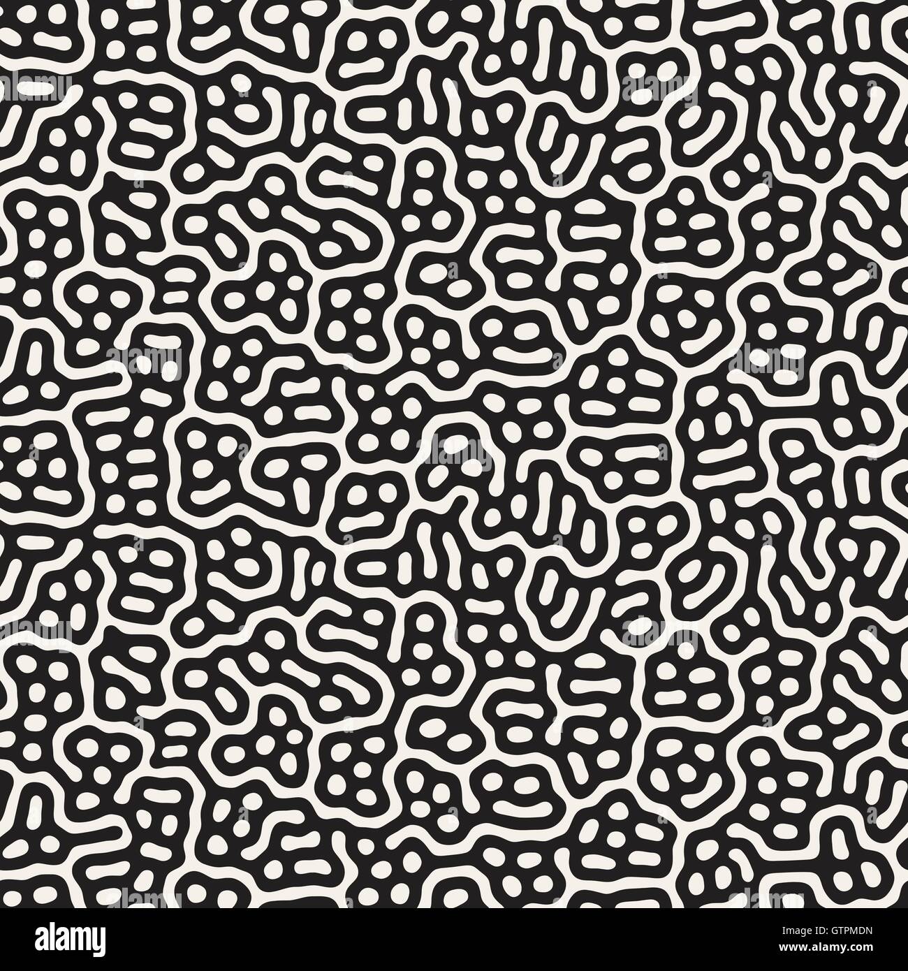 Vector Seamless Black and White Organic Lines Pattern Stock Vector ...