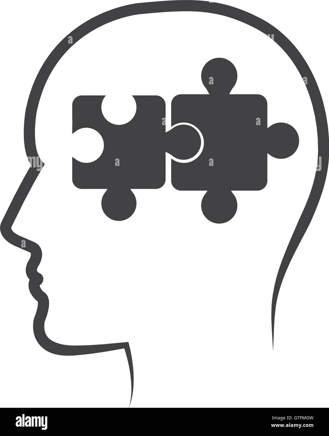 human head profile with puzzle pieces Stock Vector Image & Art - Alamy