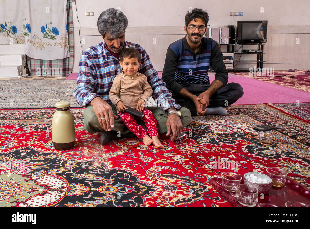 Tea with a Qashqai family, father Mohammed, mother Mojean, child Zohre ...
