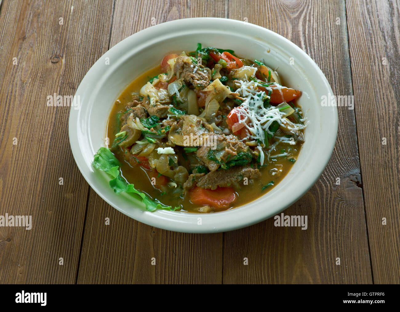 Gulas - Croatian stew goulash with vegetables and mushrooms Stock Photo ...