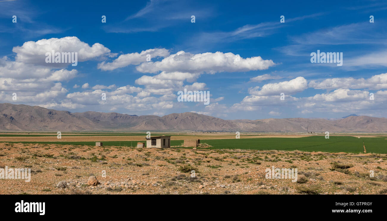 Wheat fields, desert and mountains of Fars Province in Iran, home to ...