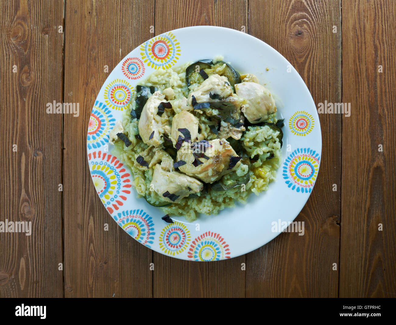 Magluba Palestinian dish served with the meat and vegetables on top of ...
