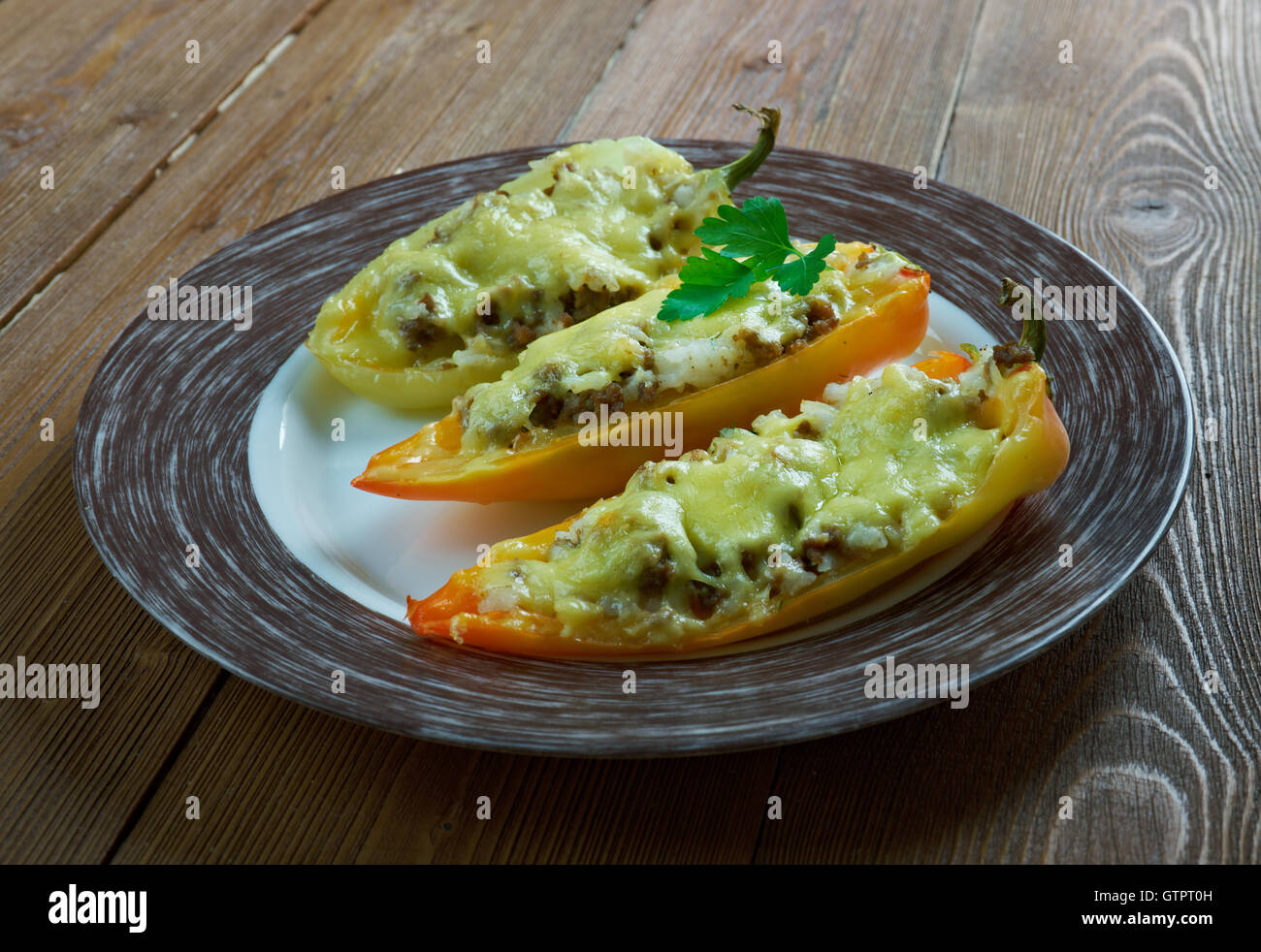 Kestaneli Dolma Biber - mediterranean stuffed red bell peppers Stock ...