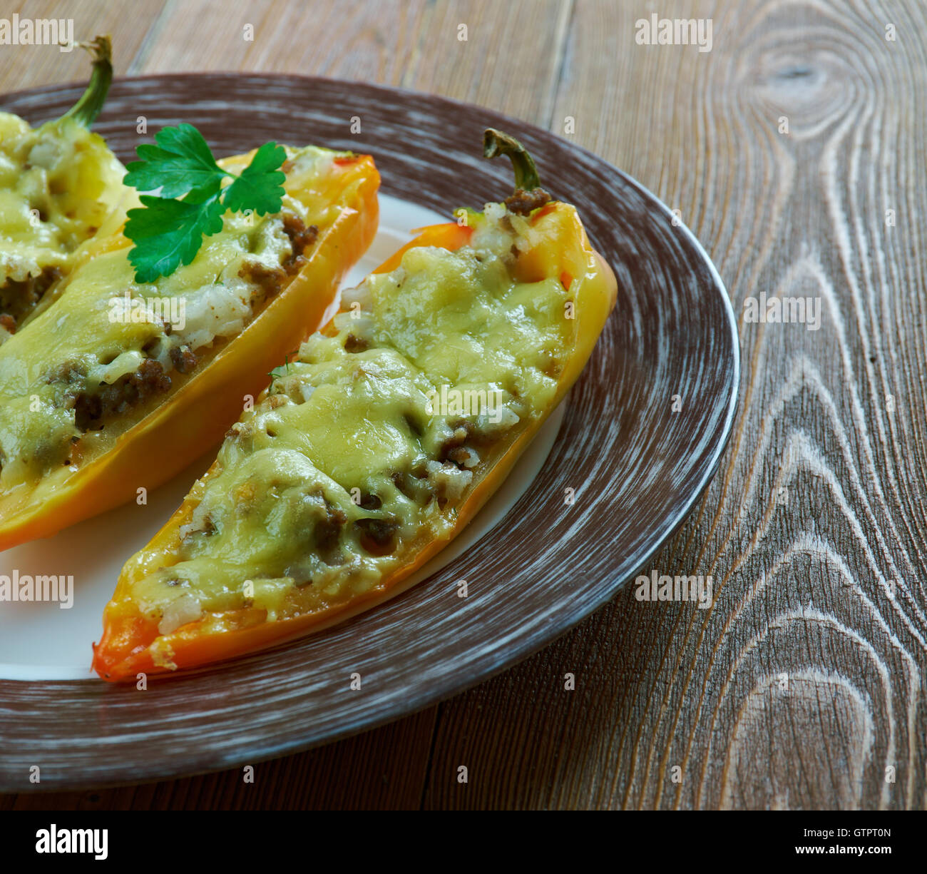 Kestaneli Dolma Biber - mediterranean stuffed red bell peppers Stock ...