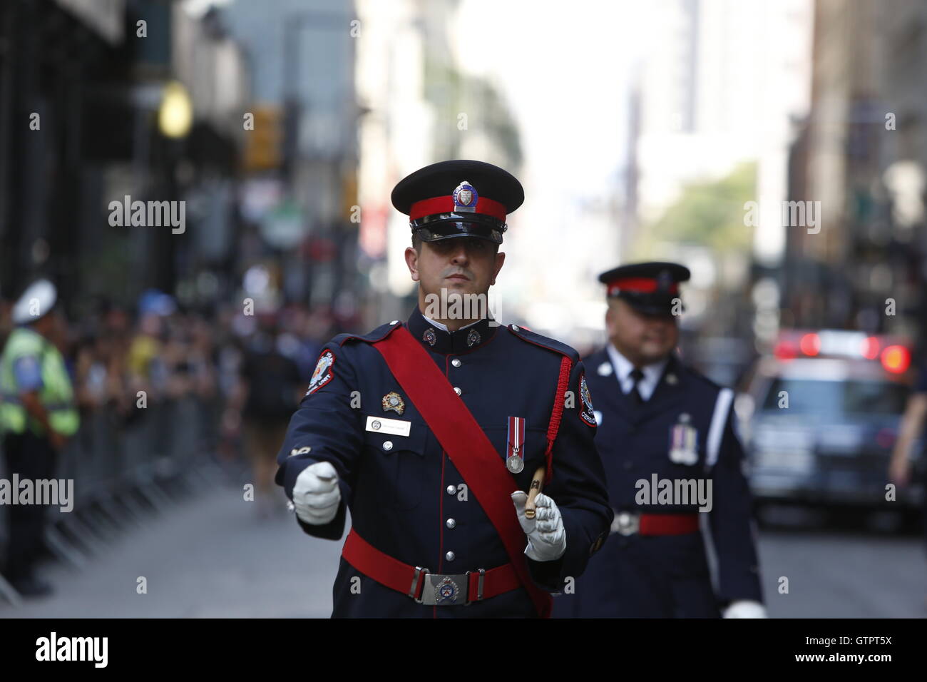 New York City, United States. 09th Sep, 2016. Quebec police march along ...