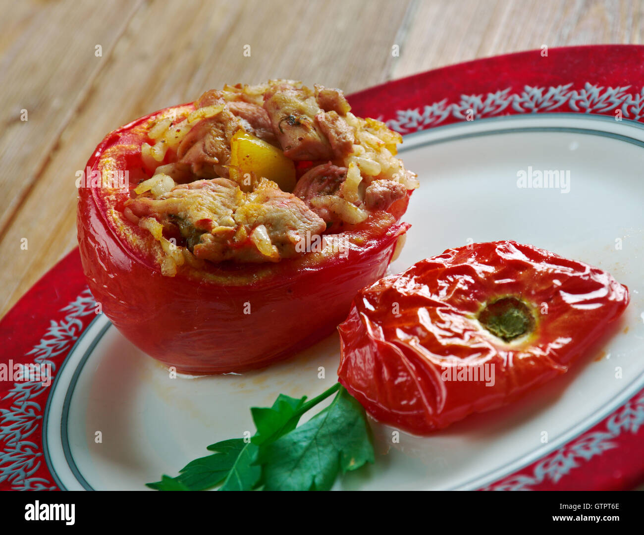 Yalanchi - tomato stuffed with meat and rice. Middle East cuisine Stock ...