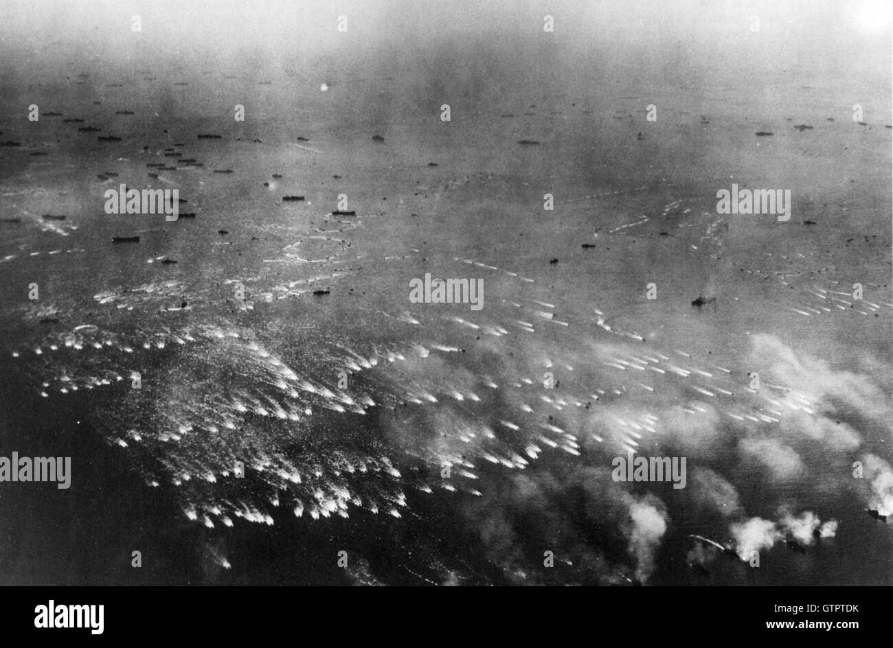 BATTLE OF LEYTE GULF 23-26 October 1944. American landing craft on the ...