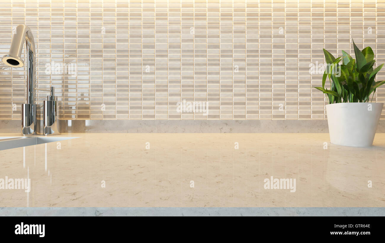 white ceramic modern kitchen design background with kitchen marble desk ...
