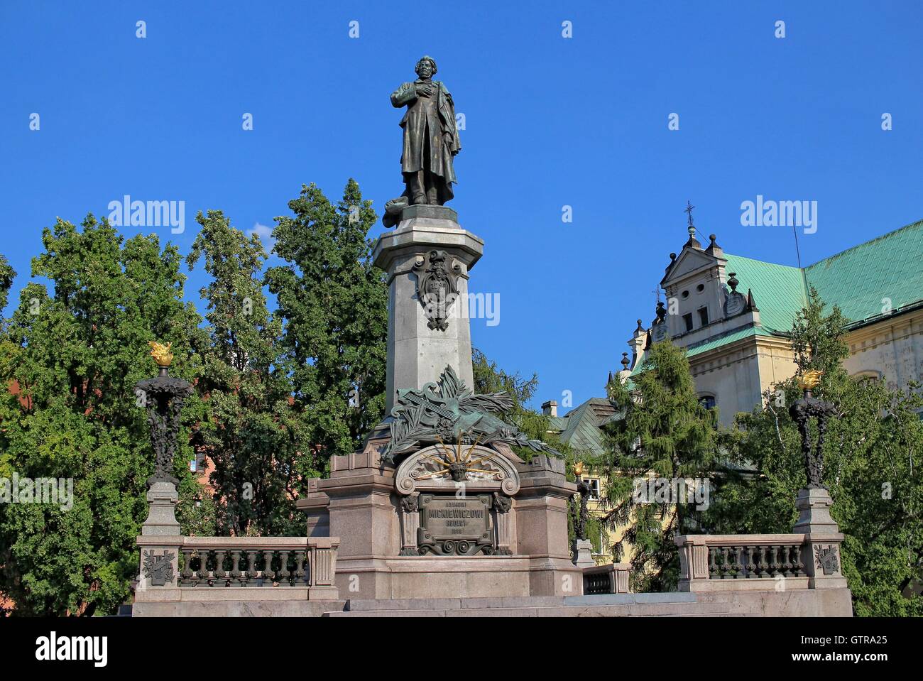Warsaw, Poland. , . Adam Mickiewicz monument is seen Credit: Michal ...