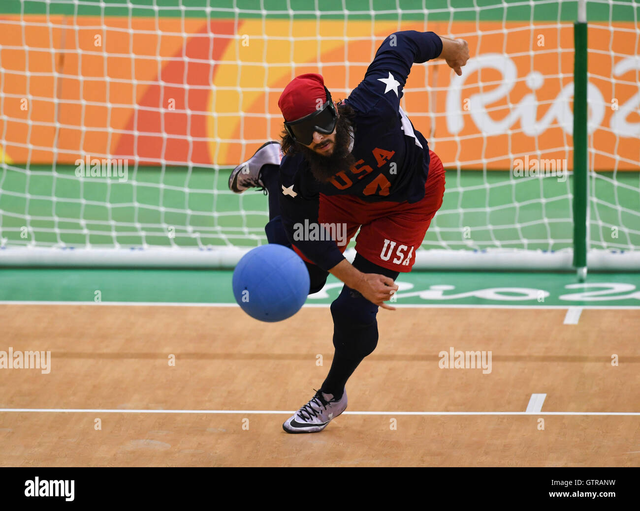 Rio de Janeiro, Brazil 09SEP16: John Kusku (4) of USA men's goalball ...
