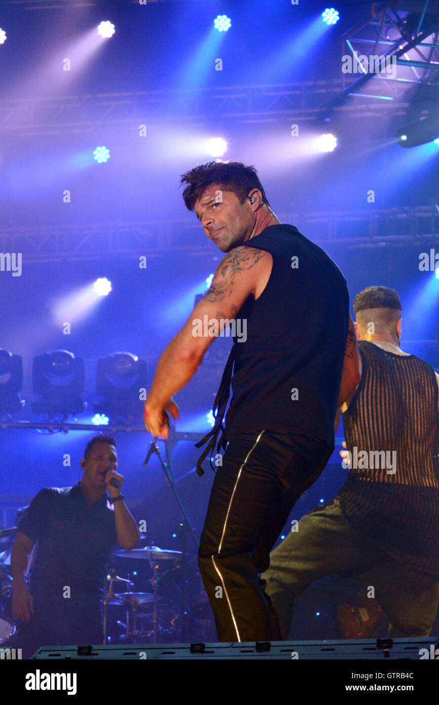 CANARY ISLANDS, SPAIN - SEPTEMBER 9: Singer Ricky Martin is seen ...