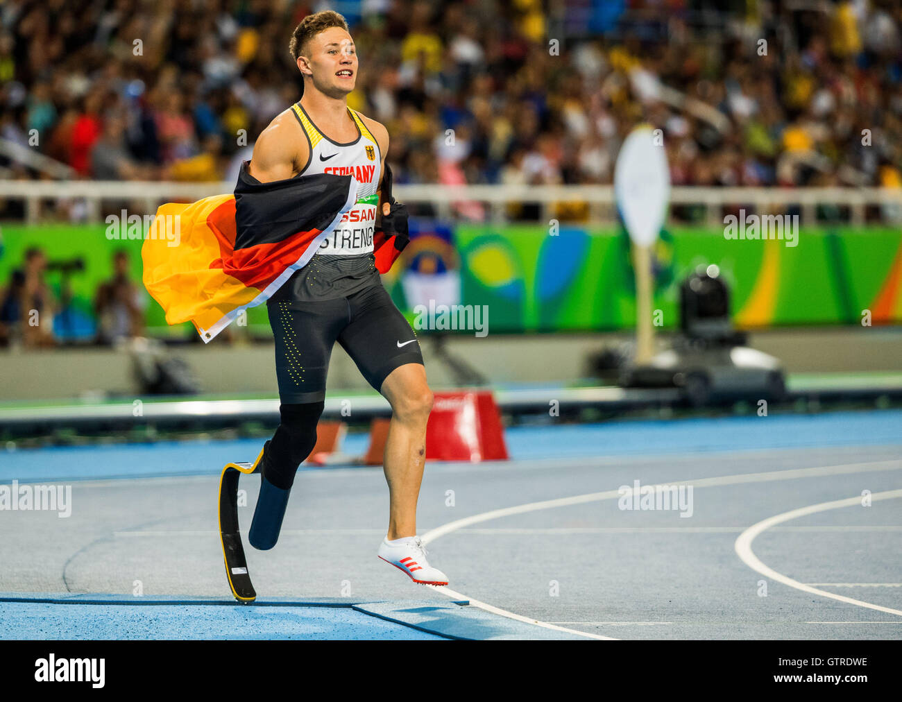 Felix Streng of Germany reacts after the Men`s 100 meters -T44 - final ...