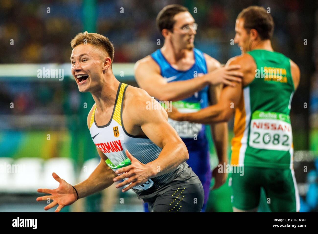 Felix Streng of Germany reacts after the Men`s 100 meters -T44 - final ...