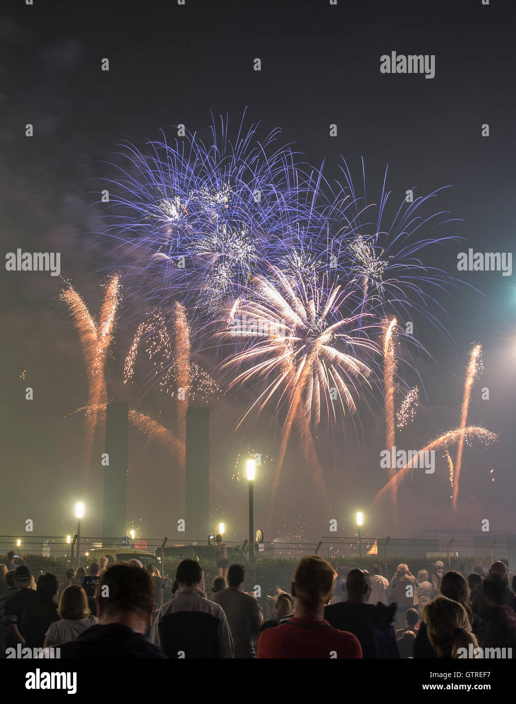 Berlin, Germany. 09th Sep, 2016. Fireworks can be seen during the ...