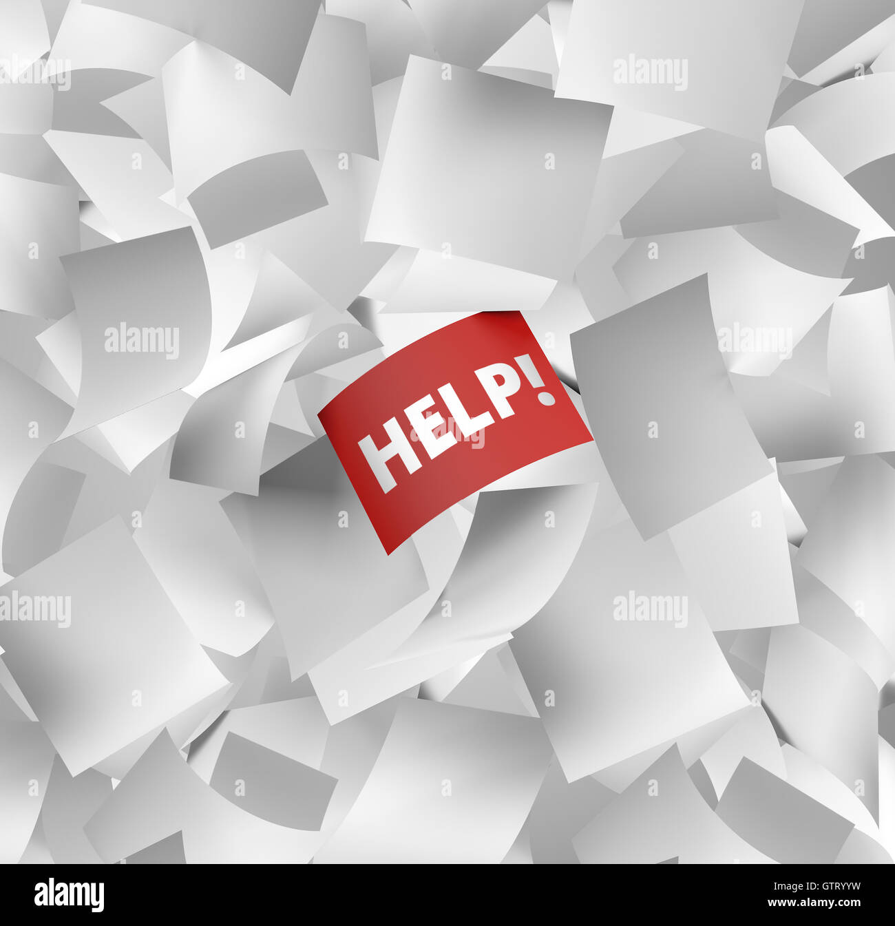 3d illustration of a large amount of white empty papers falling with ...