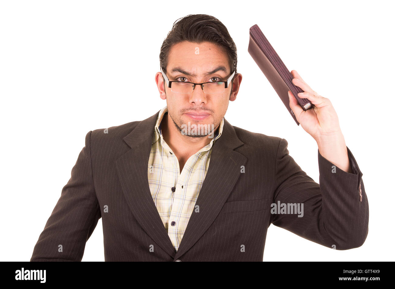 angry school teacher throwing book Stock Photo - Alamy