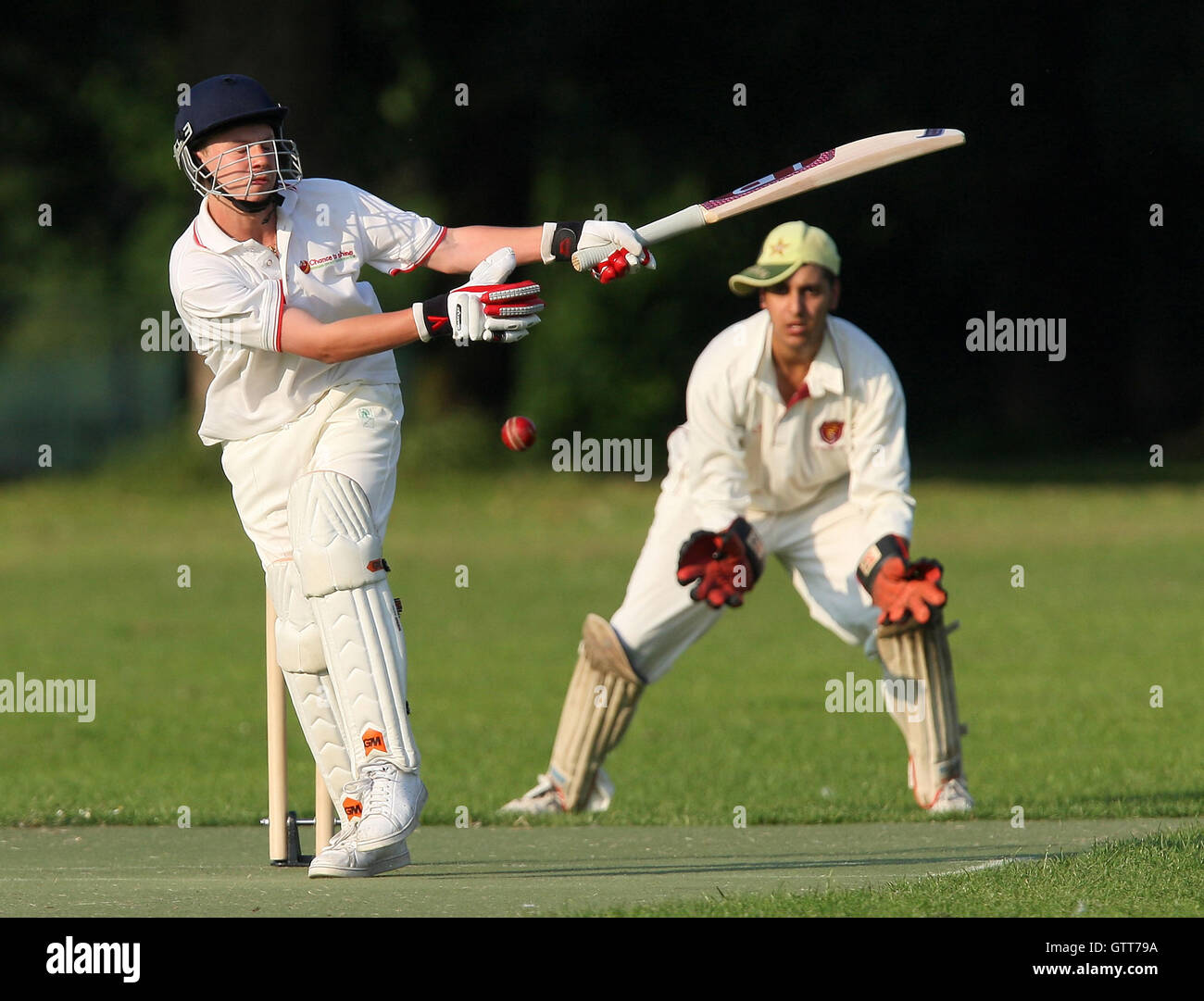 Scott in batting action for VPJ as Raja looks on from behind the stumps ...