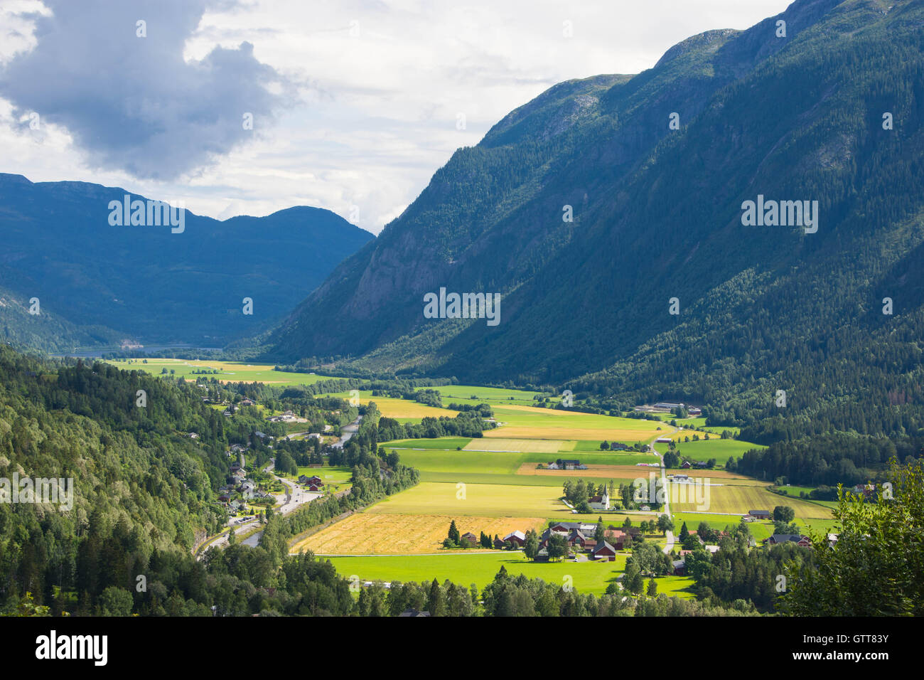 Breathtaking view of a valley in Flatdal, Telemark, Norway Stock Photo ...