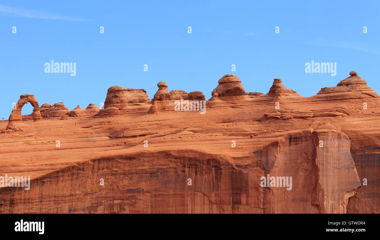 Panorama from Utah. Famous delicate arch. Red rocks canyon, geological ...